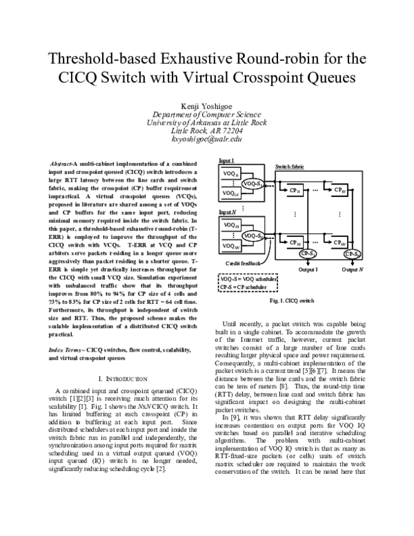 (PDF) Threshold-based Exhaustive Round-Robin for the CICQ Switch with Virtual Crosspoint Queues