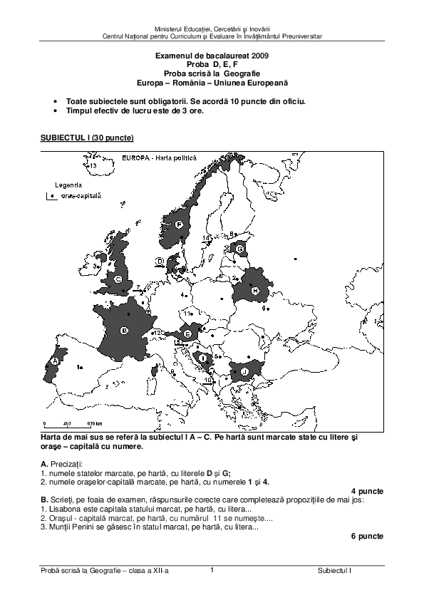 bacalaureat geografie