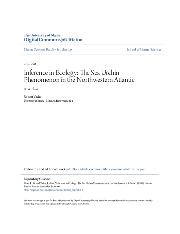 (PDF) Inference in Ecology: The Sea Urchin Phenomenon in the ...
