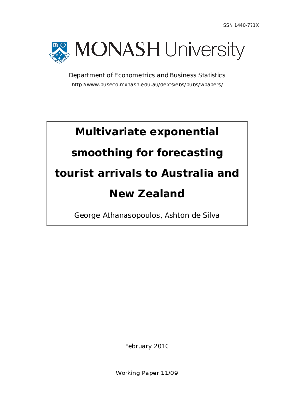 (PDF) Multivariate Exponential Smoothing for Forecasting Tourist Arrivals