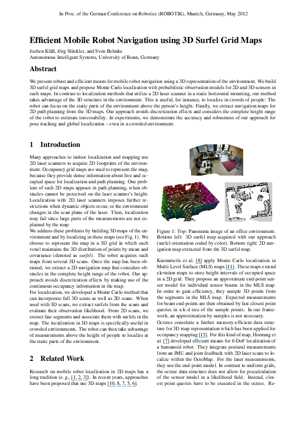 Pdf Efficient Mobile Robot Navigation Using 3d Surfel Grid Maps