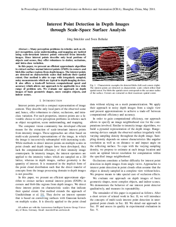 Pdf Interest Point Detection In Depth Images Through Scale Space