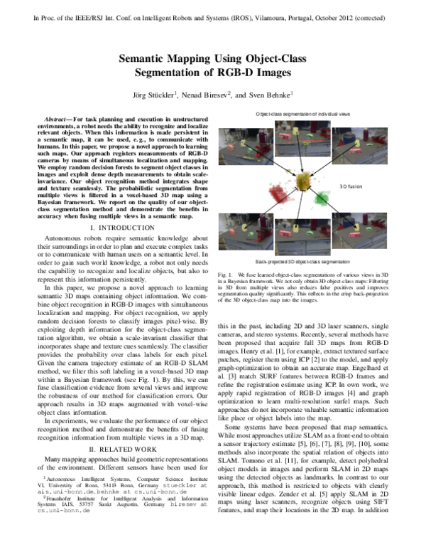 Pdf Semantic Mapping Using Object Class Segmentation Of Rgb D Images