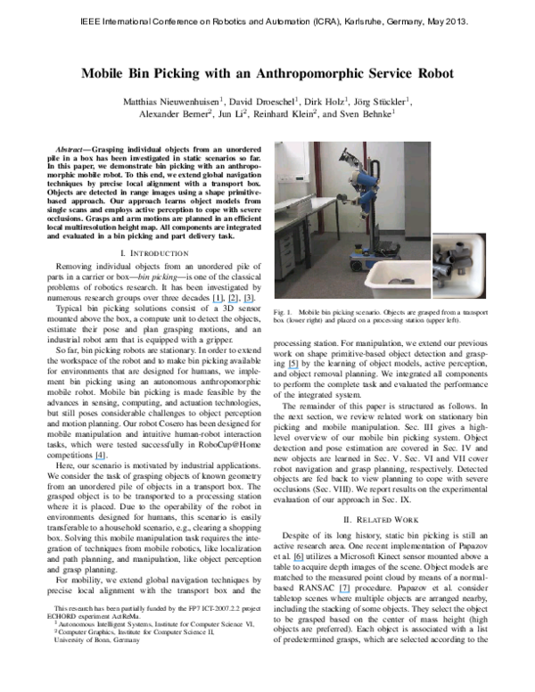 (PDF) Mobile Bin Picking with an Anthropomorphic Service Robot