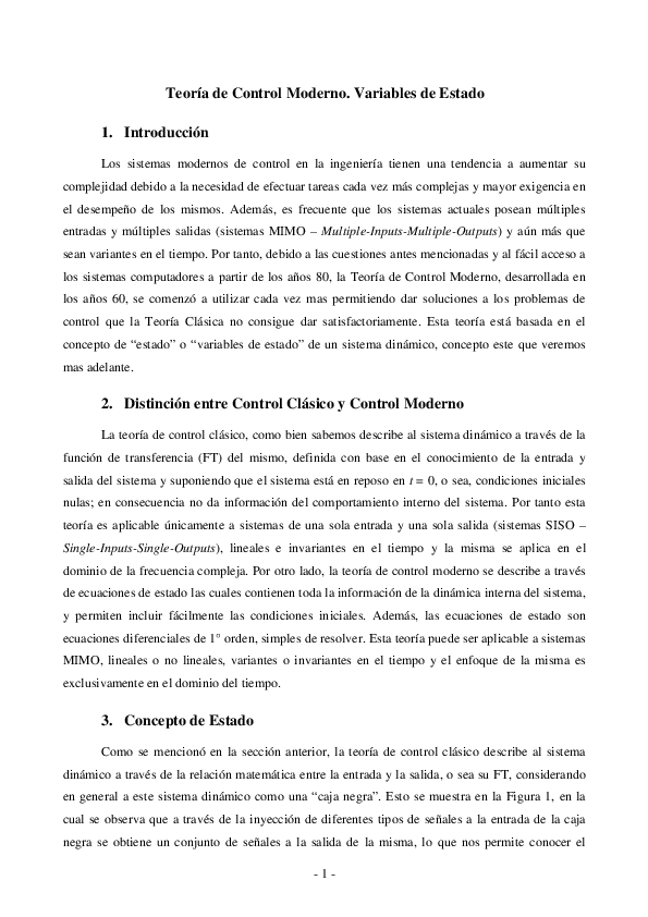 (PDF) Teoría de Control Moderno. Variables de Estado