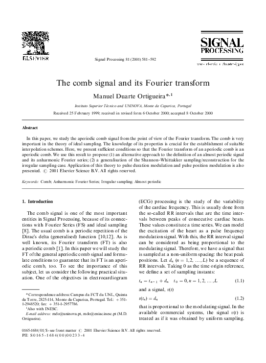 (PDF) The comb signal and its Fourier transform