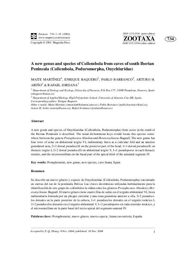 (PDF) A new genus and species of Collembola from caves of south Iberian ...