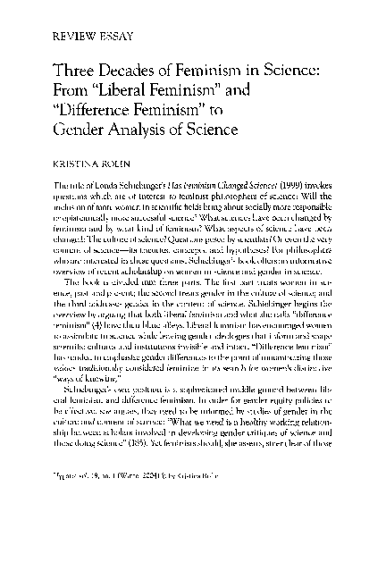 (PDF) Three Decades of Feminism in Science: From "Liberal Feminism" and ...