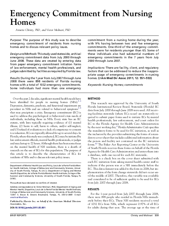 (PDF) Emergency Commitment from Nursing Homes