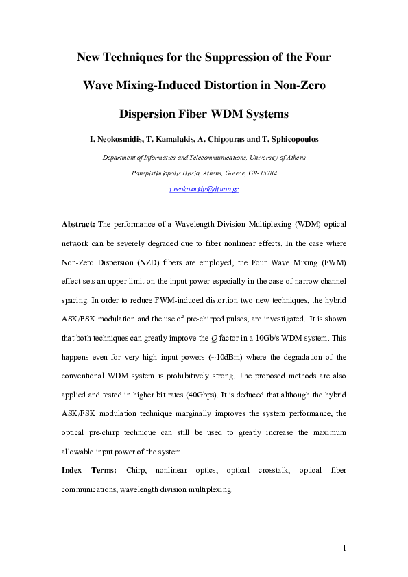 (PDF) Cross-phase modulation distortion measurements in multispan WDM systems | Michael Eiselt ...