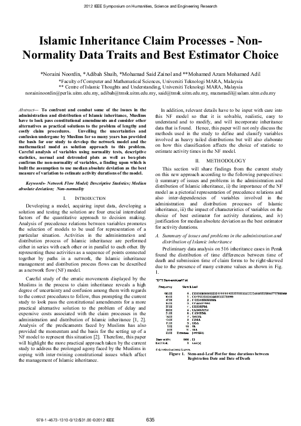 (PDF) Islamic inheritance claim processes—Non-normality data traits and ...