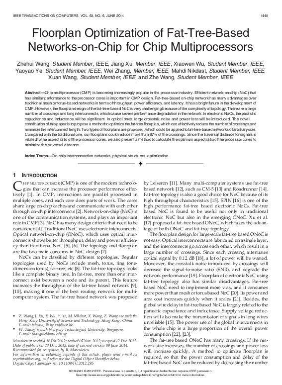Pdf Floorplan Optimization Of Fat Tree Based Networks On Chip For Chip Multiprocessors 