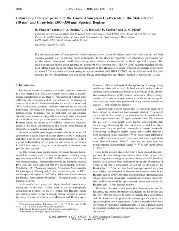 (PDF) Laboratory Intercomparison of the Ozone Absorption Coefficients ...