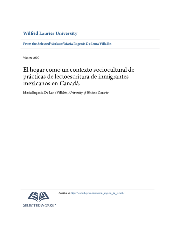 (PDF) El hogar como un contexto sociocultural de prácticas de ...