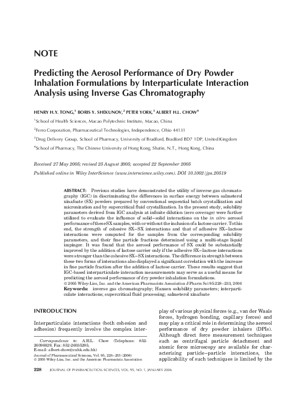 (PDF) Predicting the aerosol performance of dry powder inhalation ...