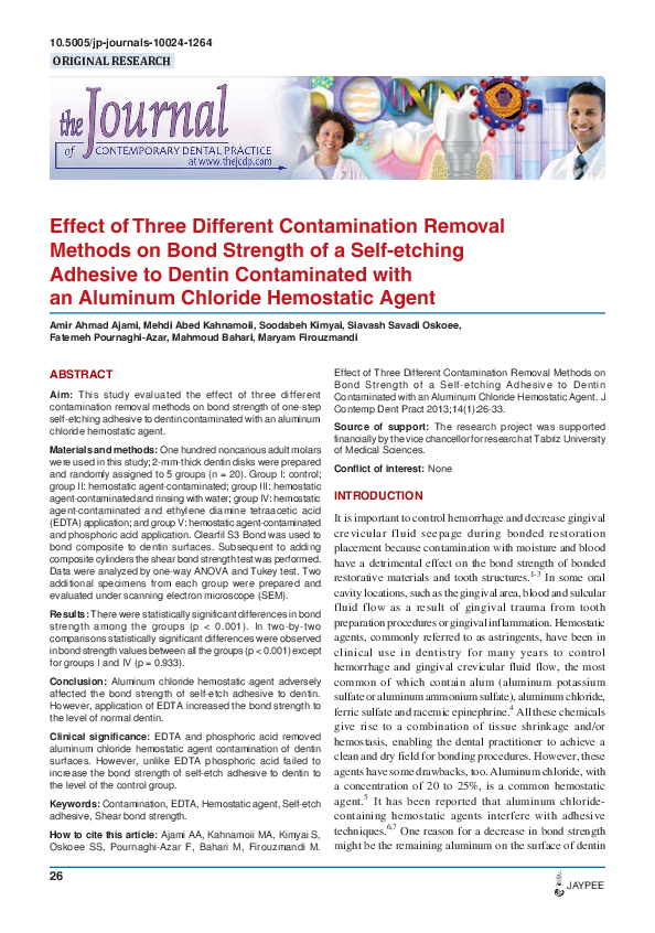 (PDF) Effect of Three Different Contamination Removal Methods on Bond ...
