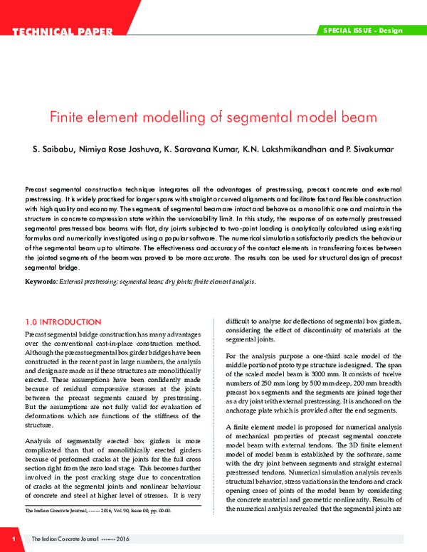 Pdf Finite Element Modelling Of Segmental Model Beam