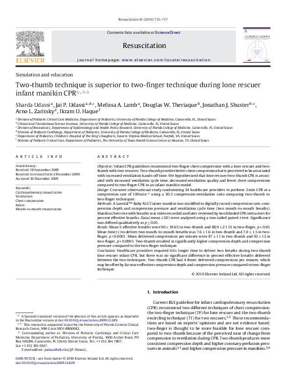 (PDF) Two-thumb technique is superior to two-finger technique during ...