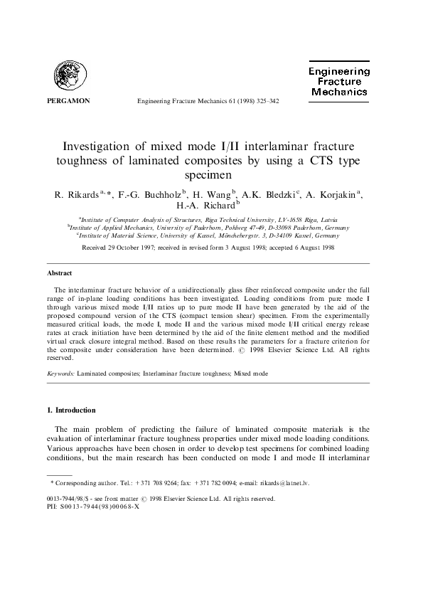 Pdf Investigation Of Mixed Mode I Ii Interlaminar Fracture Toughness Of Laminated Composites