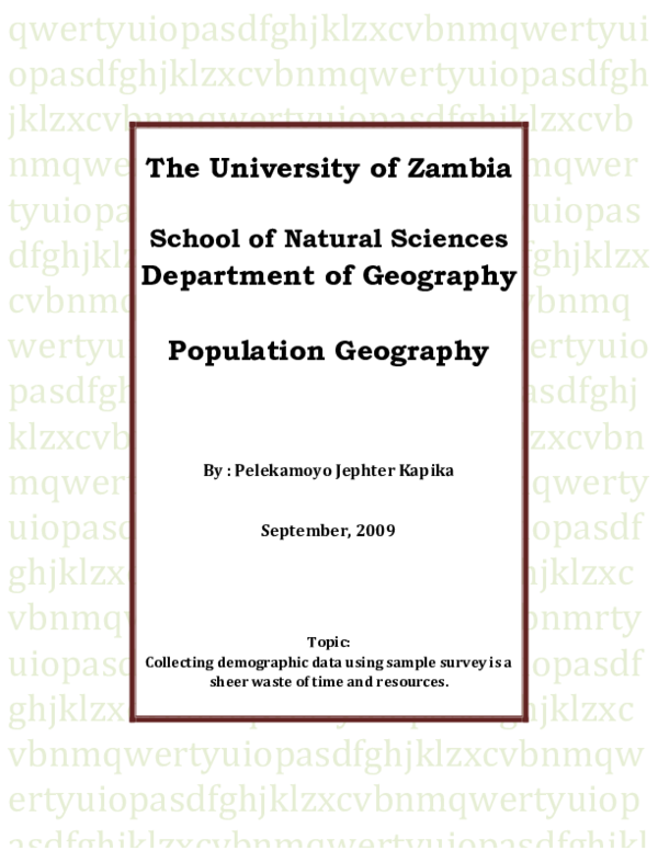 (PDF) Collecting demographic data using sample survey is a sheer waste ...