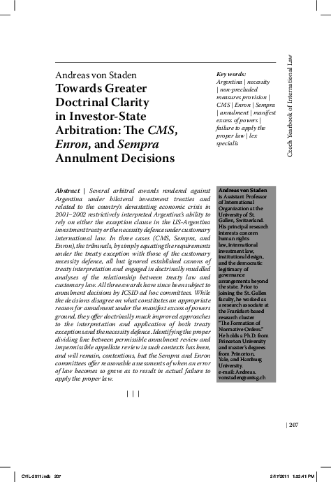 (PDF) Towards Greater Doctrinal Clarity in Investor-State Arbitration ...