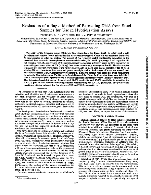 (PDF) Rapid DNA Extraction from Stool Samples