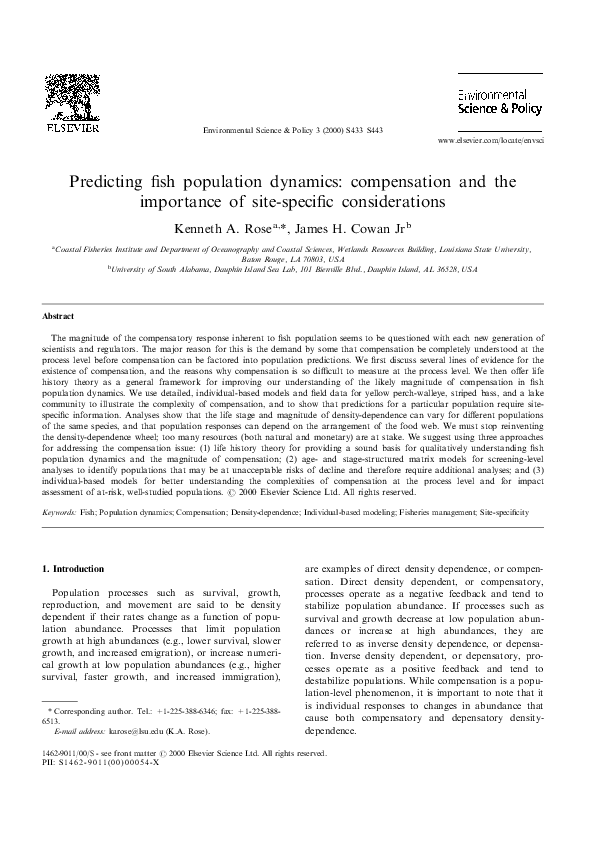 (PDF) Predicting fish population dynamics: compensation and the ...