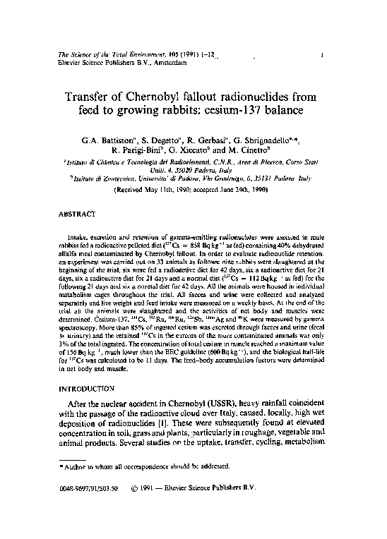 (PDF) Transfer of Chernobyl fallout radionuclides from feed to growing ...