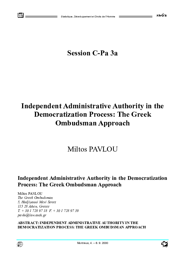 (DOC) Session C-Pa 3a Independent Administrative Authority in the ...