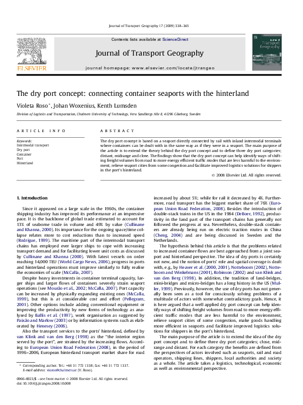 (PDF) The dry port concept: connecting container seaports with the ...