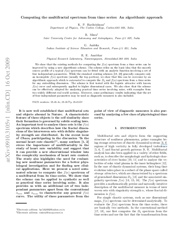 Pdf Computing The Multifractal Spectrum From Time Series An