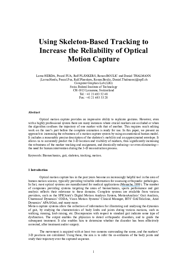 (PDF) Using skeleton-based tracking to increase the reliability of ...