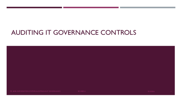 AUDITING IT GOVERNANCE CONTROLS