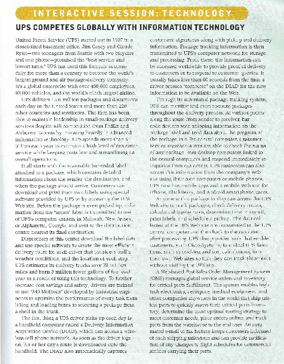 UPS COMPETES GLOBALLY WITH INFORMATION TECHNOLOGY