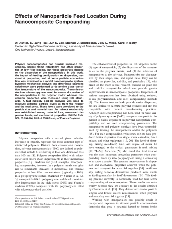 (PDF) Effects of nanoparticle feed location during nanocomposite ...