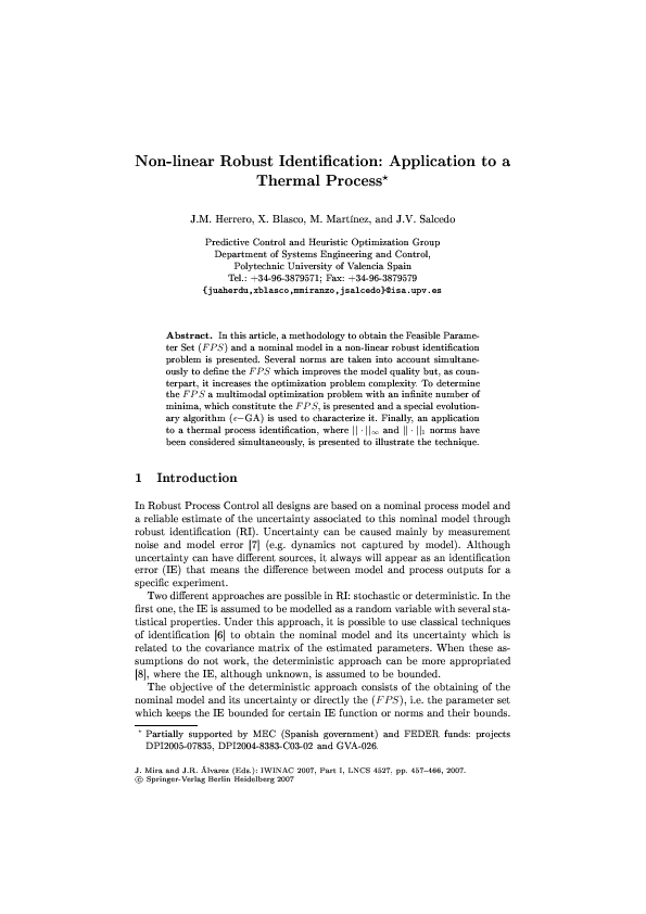 (PDF) Non-linear Robust Identification: Application to a Thermal Process (PDF) Non-linear Robust Identification: Application to a Thermal Process