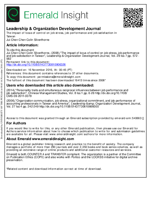 (PDF) Leadership & Organization Development Journal