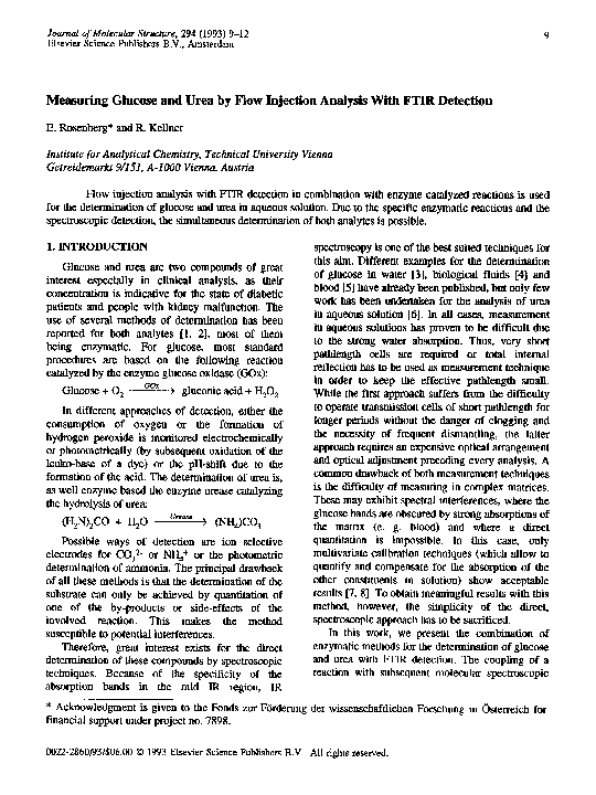 Pdf Measuring Glucose And Urea By Flow Injection Analysis With Ftir Detection
