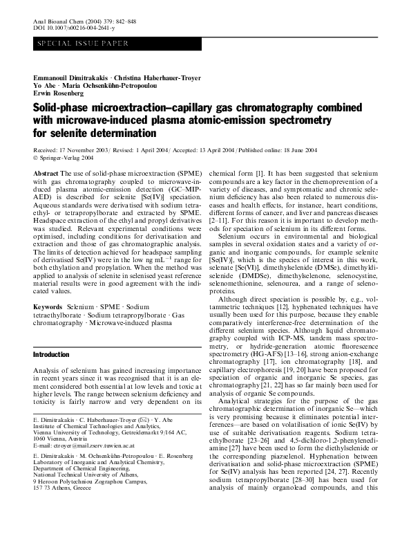 (PDF) Solid-phase microextraction–capillary gas chromatography combined with microwave-induced ...