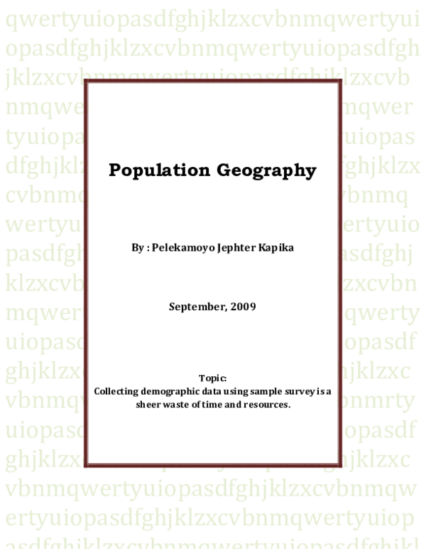 (PDF) Collecting demographic data using sample survey is a sheer waste ...