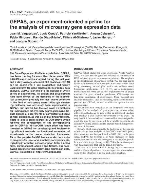 Pdf Gepas An Experiment Oriented Pipeline For The Analysis Of