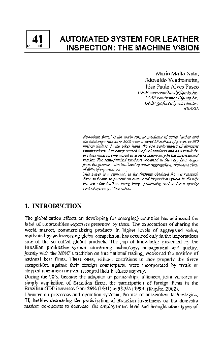 (PDF) Automated System for Leather Inspection: The Machine Vision