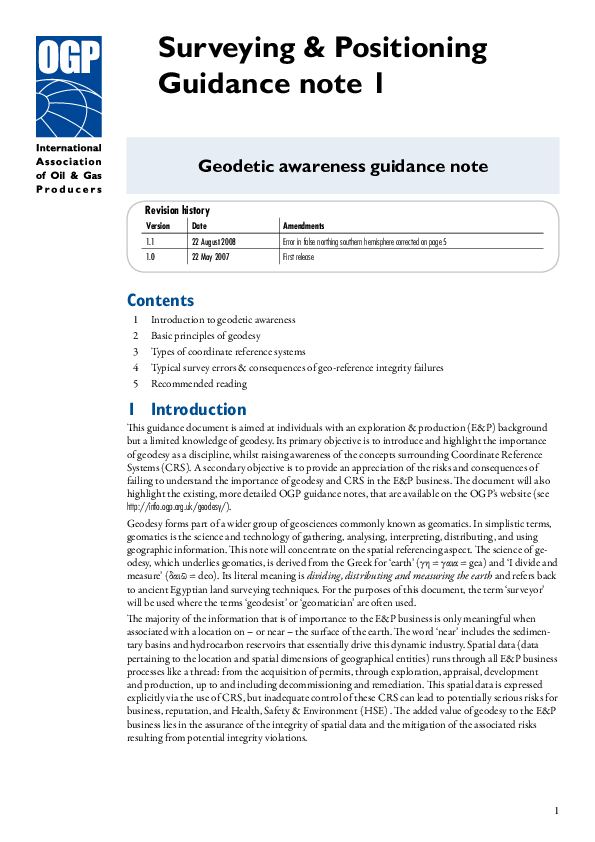 (PDF) Surveying & Positioning Guidance note 1