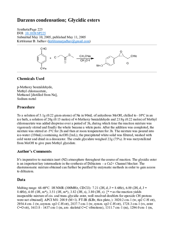 (PDF) Darzens condensation