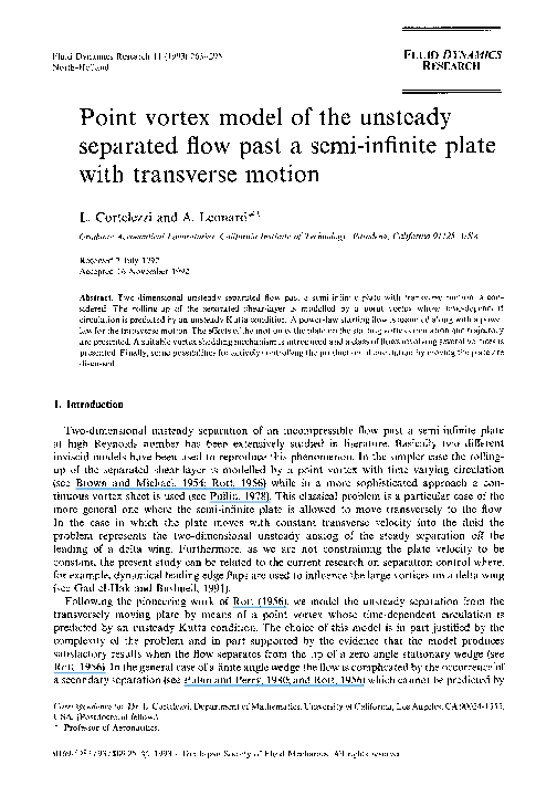 (PDF) Point vortex model of the unsteady separated flow past a semi ...