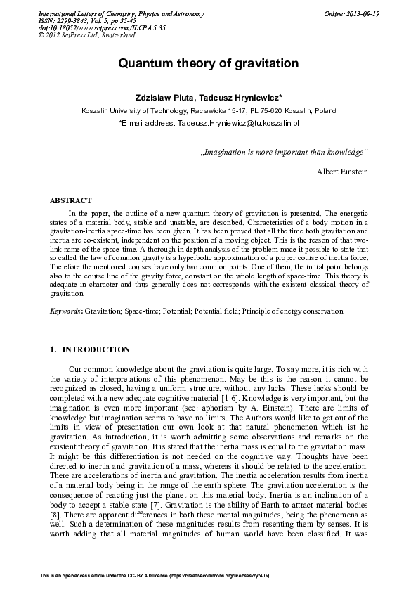 (PDF) Quantum Theory of Gravitation