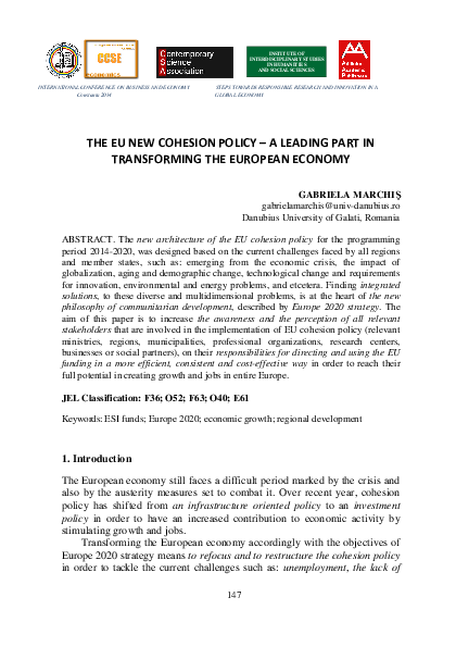 (PDF) The EU New Cohesion Policy – A Leading Part in Transforming the ...