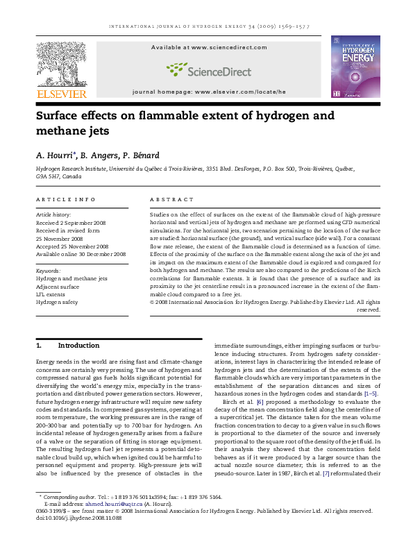 (PDF) Surface effects on flammable extent of hydrogen and methane jets