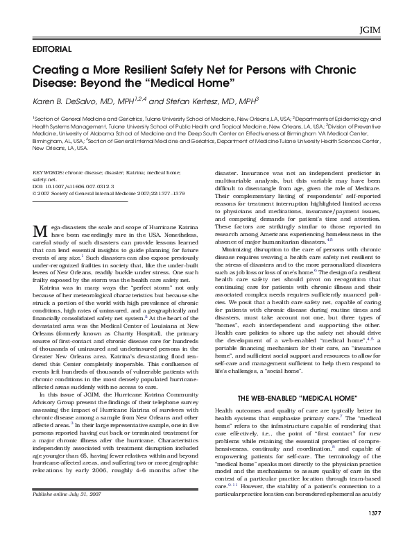 (PDF) Creating a More Resilient Safety Net for Persons with Chronic ...