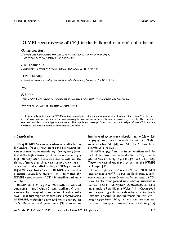 (PDF) REMPI spectroscopy of CF3I in the bulk and in a molecular beam